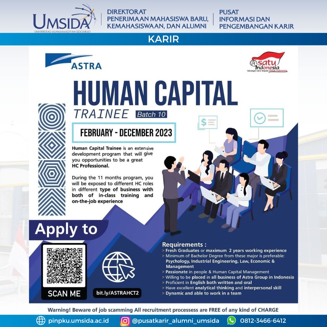 Human Capital Trainee ASTRA Batch 10 – Pusat Informasi & Pengembangan Karir